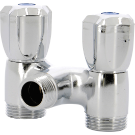 Washing machine valve - Vertical double outlet 1/2"-3/4"-3/4" | Syveco