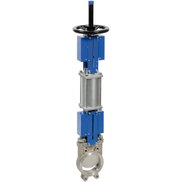 Knife gate valve 172 +double acting pneu. actuator +manual override | Syveco